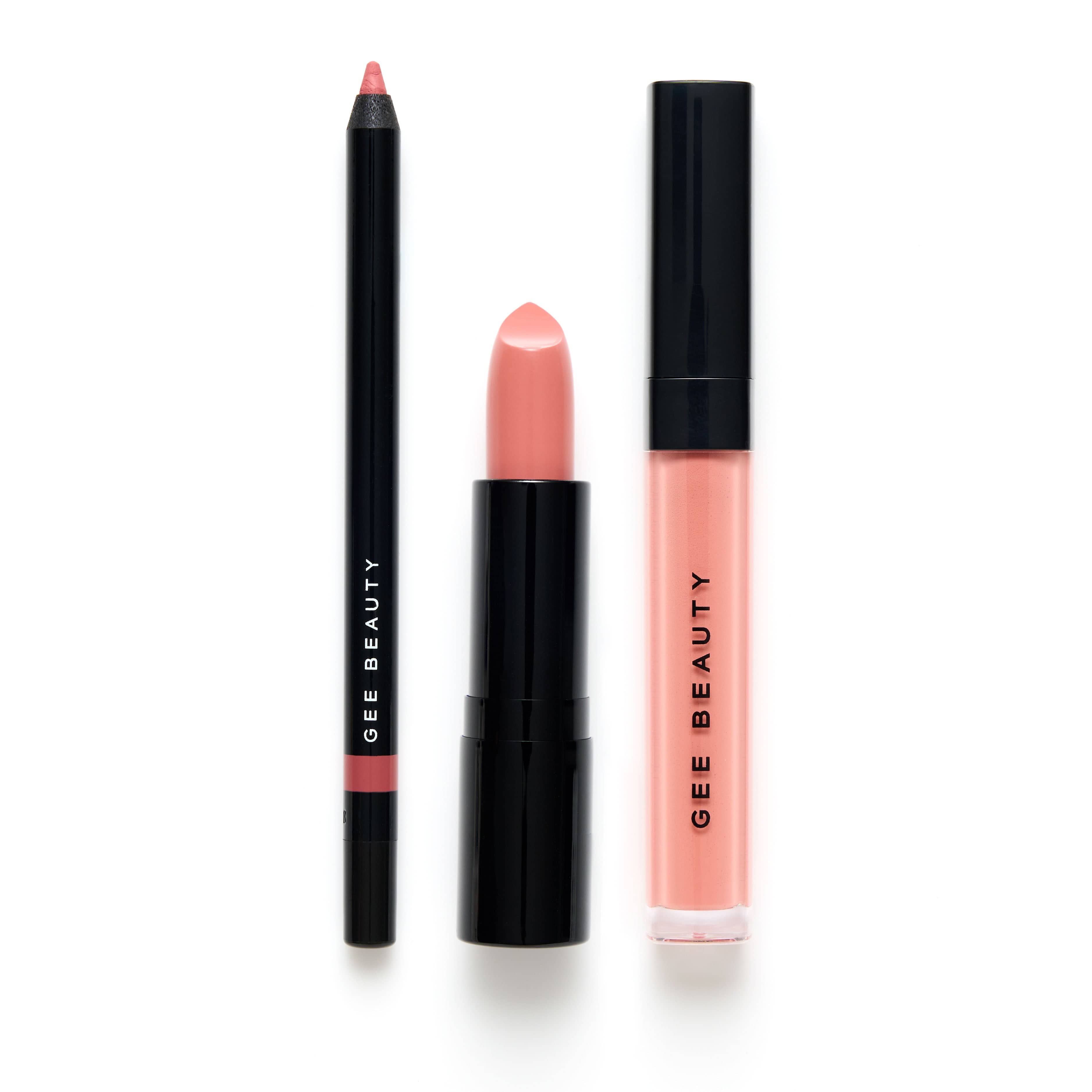 Cream Lipstick + Creamy Lip Define Pencil + Nourishing Lip Gloss | Gee ...